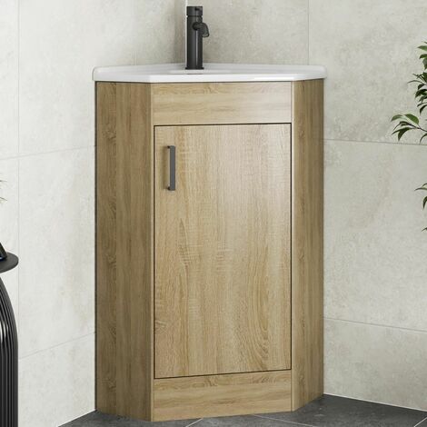 Bathroom Single Door Corner Vanity Unit Basin 1 Tap Hole Freestanding ...