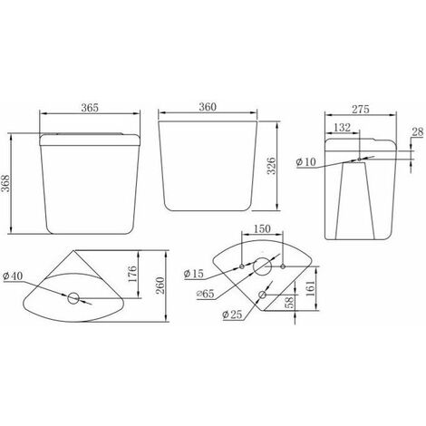Bathroom Close Coupled Corner Toilet Cistern Only Dual Flush Ceramic ...