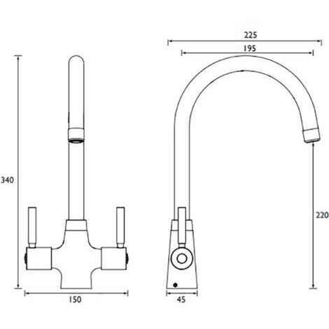Bristan Monza Kitchen Sink Mixer Tap Double Lever Modern EasyFit Chrome