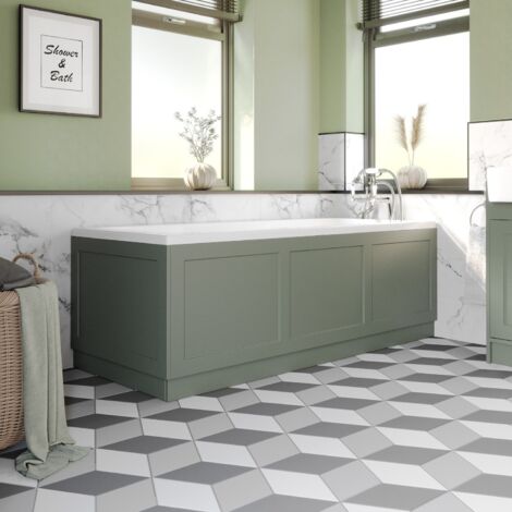 1700/700mm Bath Panel Pack Side End Matt Green MDF Bathroom Traditional