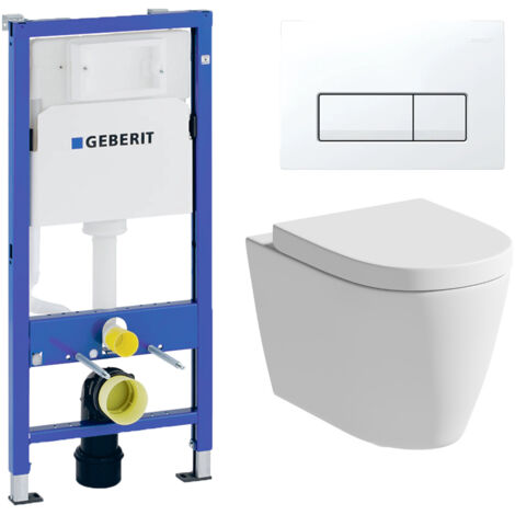 Rimless Wall Hung WC Toilet Pan Soft Close Seat Geberit Concealed ...