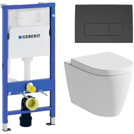 Rimless Wall Hung Toilet Pan WC Soft Close Seat Geberit Concealed ...