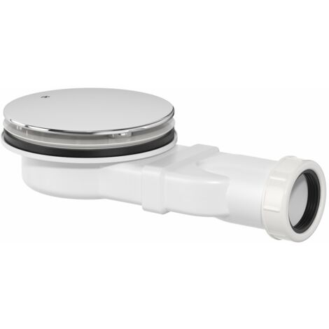 90mm Slim Shower Tray Waste Trap Chrome Vented Cover Easy Clean Bathroom