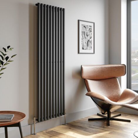 Anthracite Oval Column Designer Radiator Vertical Horizontal 1800 x ...