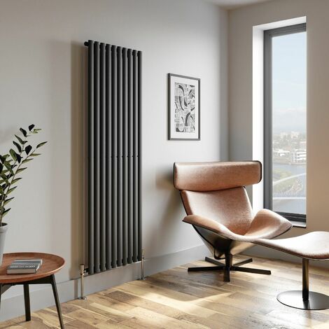 Anthracite Oval Column Designer Radiator Vertical Horizontal 1800 x ...