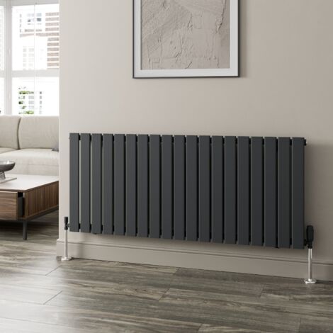 Hudson Colore Matt Black 600mm x 756mm Horizontal Electric Single Panel ...