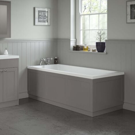 Traditional Bathroom 1700mm Front Bath Panel 18mm MDF Wood Grey Plinth ...