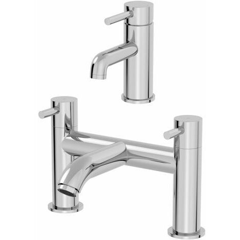 Modern Bathroom Basin Sink Taps Head Bath Filler Tap Set Pair Twin Chrome
