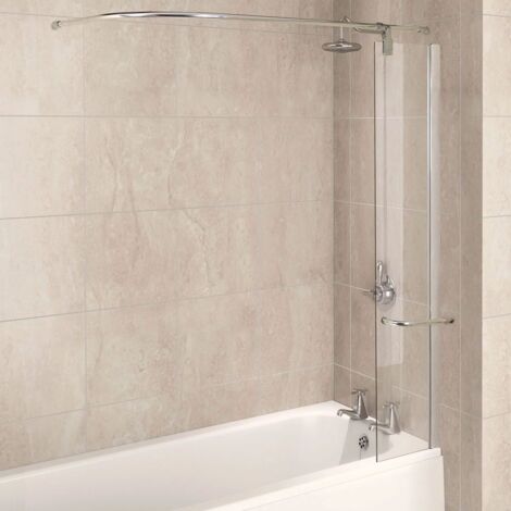 Aqualux Aqua 6 Bath Shower Screen Chrome 800mm Square Splash Guard ...