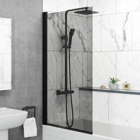 1700x700mm Bathroom Single Ended Straight Bath & Shower Screen with ...