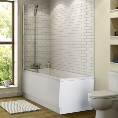 1700x700mm Single Ended Straight Bath with Acrylic White Front and End ...