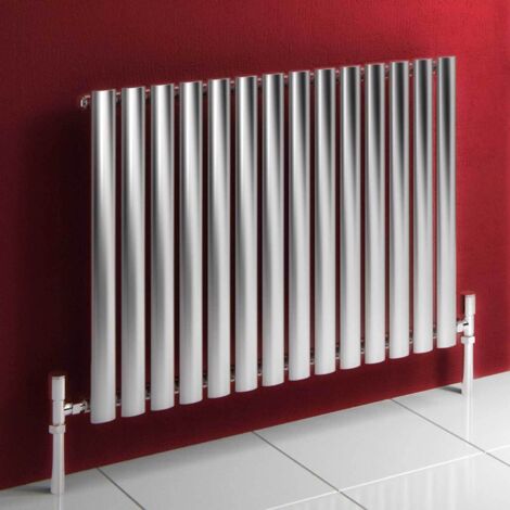Reina Nerox Horizontal Single Panel Radiator Brushed Stainless Steel 600 x 413mm