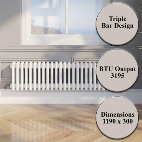 300 x 1190mm Triple Bar Horizontal Traditional Colosseum White Column ...