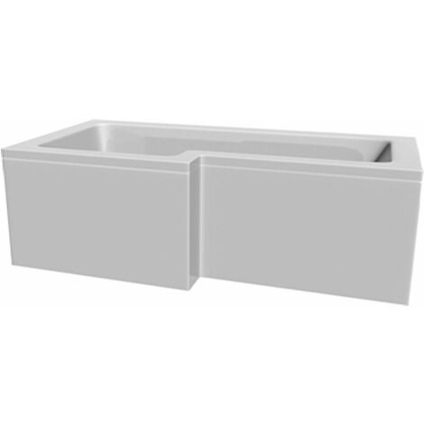 Modern Bathroom L Shaped Shower Bath Front Side Panel White Gloss MDF ...