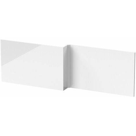Modern Bathroom L Shaped Shower Bath Front Side Panel White Gloss MDF ...