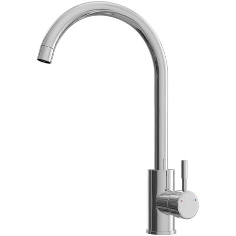 Modern Kitchen Mixer Tap Swan Neck Single Lever Handle Chrome Swivel ...