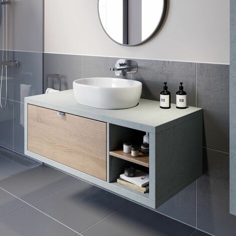 Bathroom Wall Hung Vanity Unit Sink Cabinet Wash Basin Storage Drawer ...