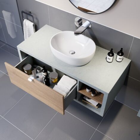 Bathroom Wall Hung Vanity Unit Sink Cabinet Wash Basin Storage Drawer ...