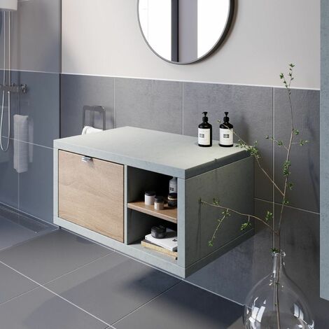 Bathroom Wall Hung Vanity Unit Sink Cabinet Wash Basin Storage Drawer ...