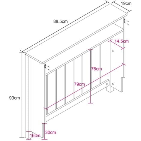 Galiflo Brown Wooden Radiator Cover with Storage Drawer 885 x 930mm Small