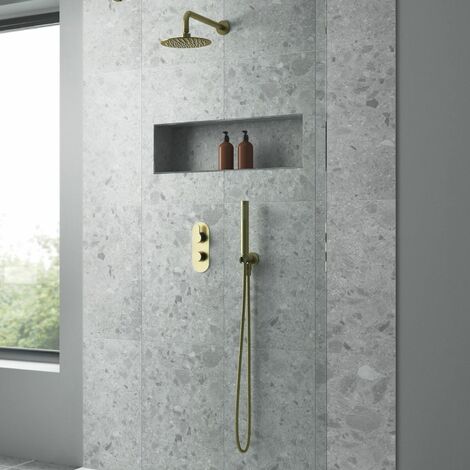 Modern Bathroom Thermostatic Shower Mixer Concealed Valve Twin Outlet ...