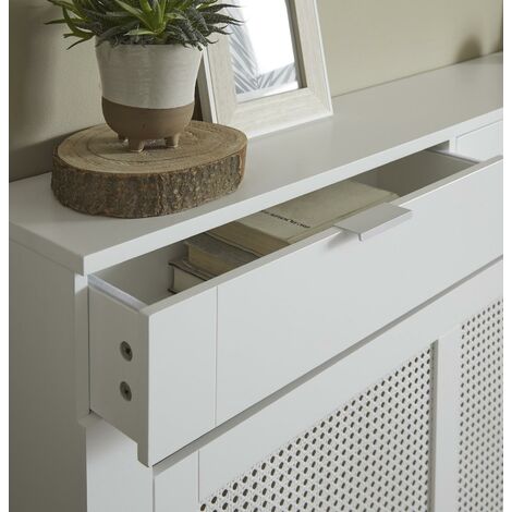 White Rattan Radiator Cover Cabinet Modern Drawer Storage Furniture ...