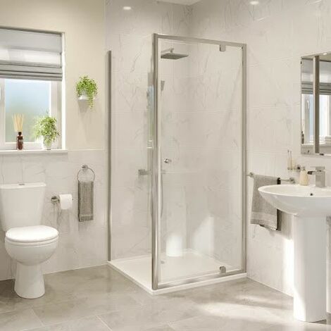 Pivot Shower Door & Side Panel 800x800mm 4mm Safety Glass Bathroom Modern
