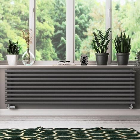 Grey Horizontal Designer Radiator Oval Column Central Heating Rads 1800 ...