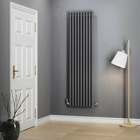 Grey Horizontal Designer Radiator Oval Column Central Heating Rads 1800 ...