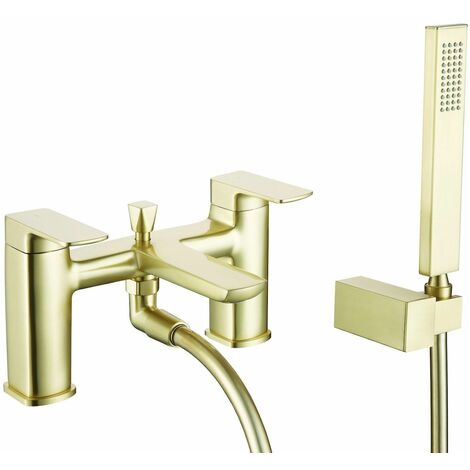 Modern Bathroom Bath Filler Shower Mixer Tap Hose Handheld Brushed ...