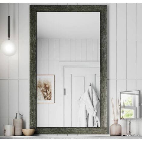 Framed Wooden Bathroom Mirror Wood Frame Wall Mounted Mirrors Grey 1000 ...