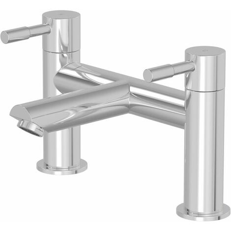 Modern Bathroom Bath Tub Filler Mixer Tap Twin Lever Handles Round ...