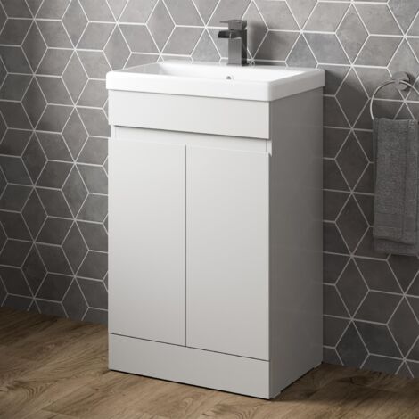 White Vanity Unit with Basin Sink Bathroom Furniture 500mm Freestanding ...