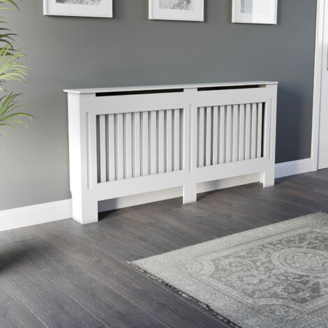 White Radiator Cover Wall Cabinet MDF Wood Vertical Style 1720 x 815mm ...