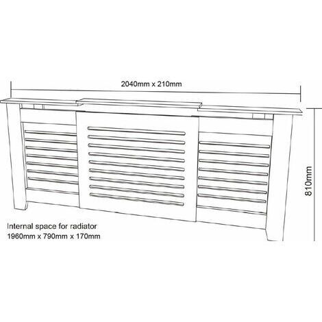 White Radiator Cover Wall Cabinet Wooden Horizontal Style Modern 1410mm ...