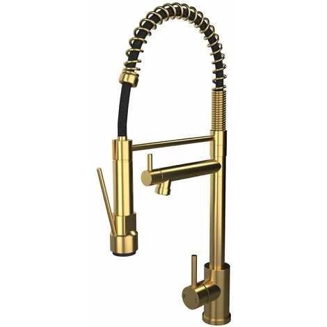 Modern Mono Pull Out Kitchen Mixer Tap Dual Spout Spray Single Lever Brass