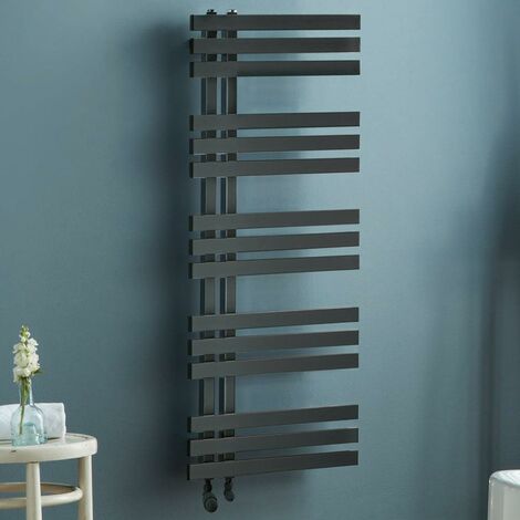 500x1200mm Heated Towel Rail Radiator Warmer Black Designer Modern Bathroom