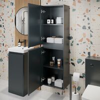 Tall Bathroom Cabinet Storage Cupboard Wall Mounted Tallboy Unit ...