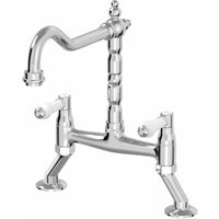 Traditional Bridge Kitchen Mixer Tap Twin Levers Sink Taps Swivel Spout ...
