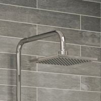 Bathroom Thermostatic Mixer Shower Set Square Chrome Twin Head Exposed ...