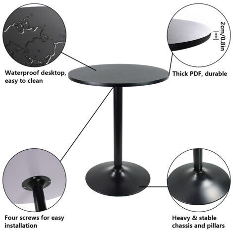 Table de bar ronde Ø60cm – Hauteur 73cm – Plateau en MDF imperméable ...