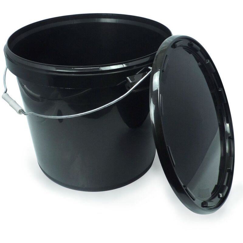 Seau noir opaque de 25 litres avec couvercle