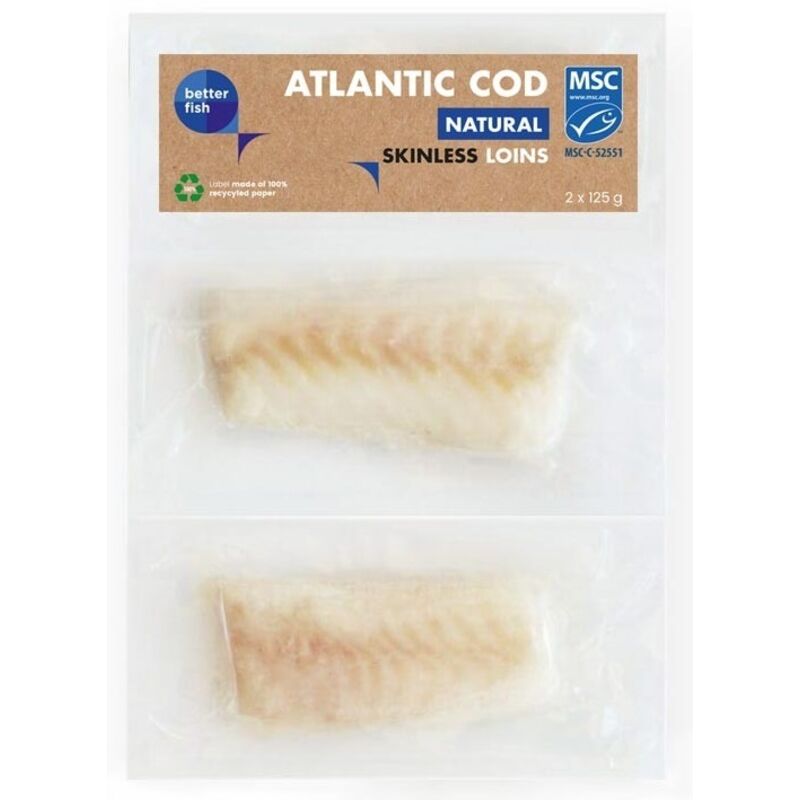 Filetto di merluzzo atlantico congelato senza pelle (2 x 125 g) 250 g ...