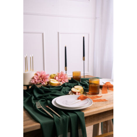 Runner da tavolo in chiffon, verde bottiglia, 0,48 x 5 m