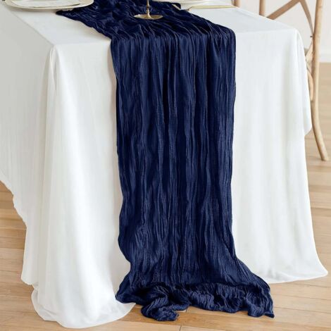 Runner da tavolo BOHO arricciato blu scuro rustico per tavolo delicato ...