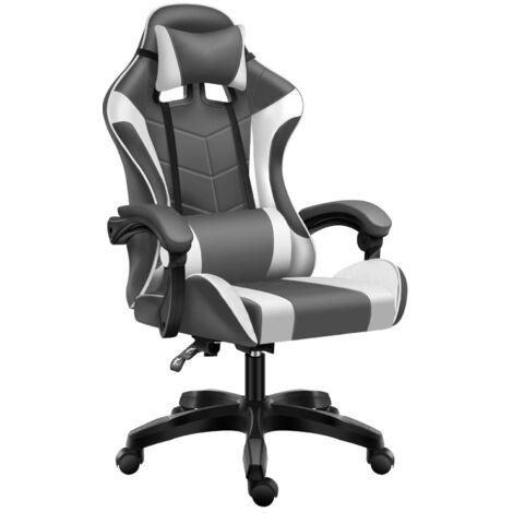 Sedia da gaming GAME EXTREME, ecopelle, grigio e bianco, FG-018
