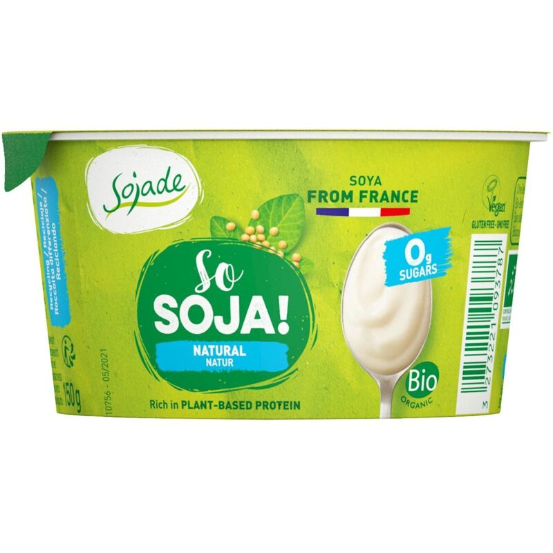 Producto de soja natural, sin azúcar, sin gluten, orgánico, 150 g - Sojade