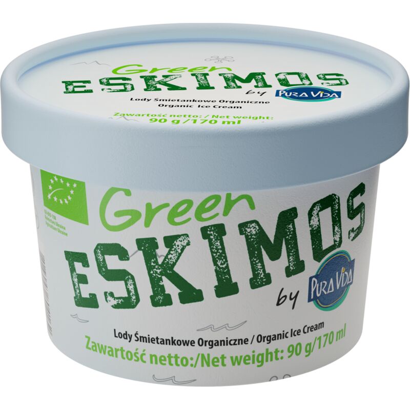 Helado - Esquimales Verdes - Cremoso sin Gluten en Vaso Orgánico de 170 ml