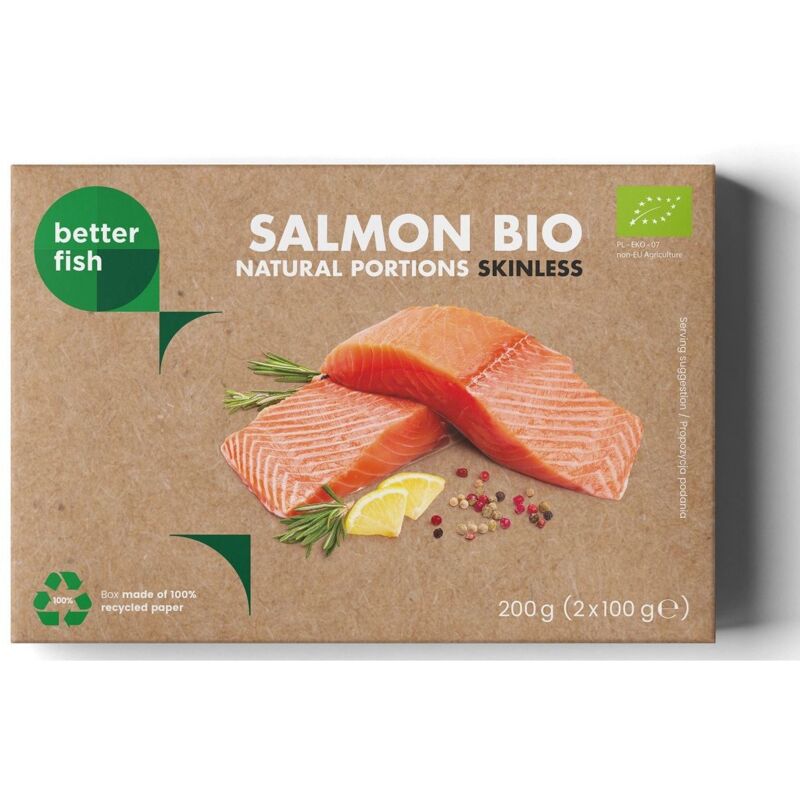 Salmón del Atlántico sin piel congelado orgánico en porciones (2 x 100 ...