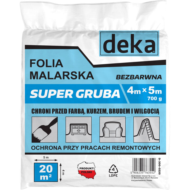 LÁMINA DE PINTURA SUPERGRUESA, INCOLORA, 4x5 m, 700 g - D-300-0220